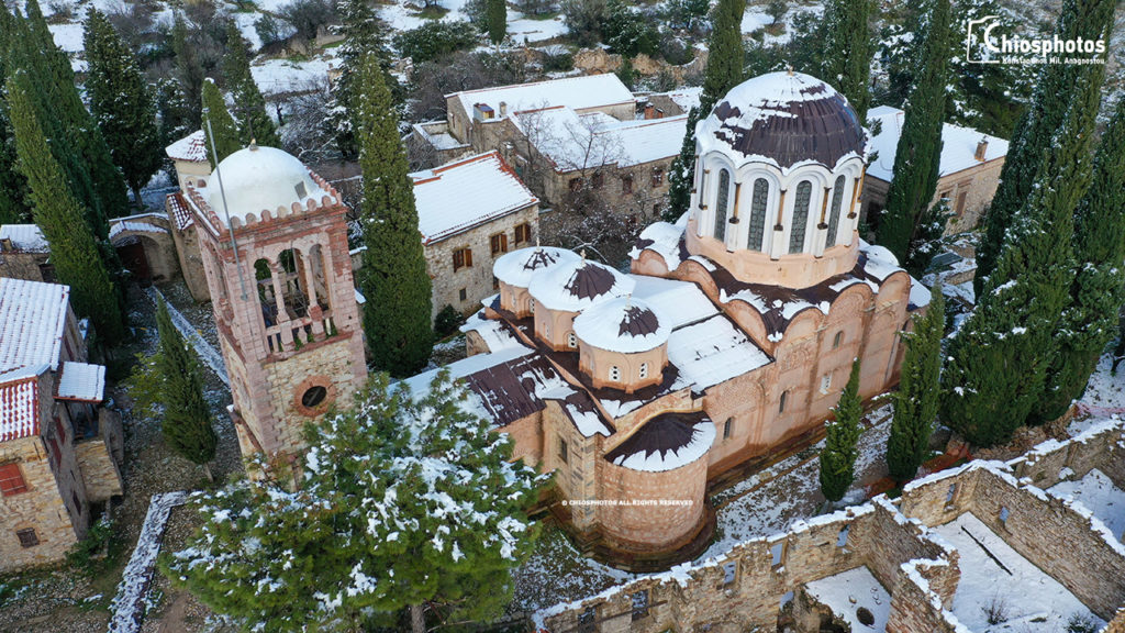 Η βυζαντινή Νέα Μονή Χίου χιονισμένη - Ορθοδοξία News Agency