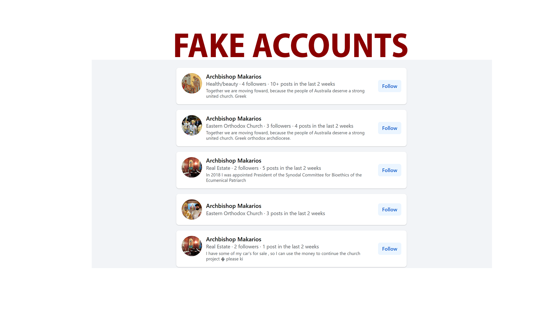 Fake Email and Facebook Accounts using the Identity of Archbishop Makarios of Australia ...